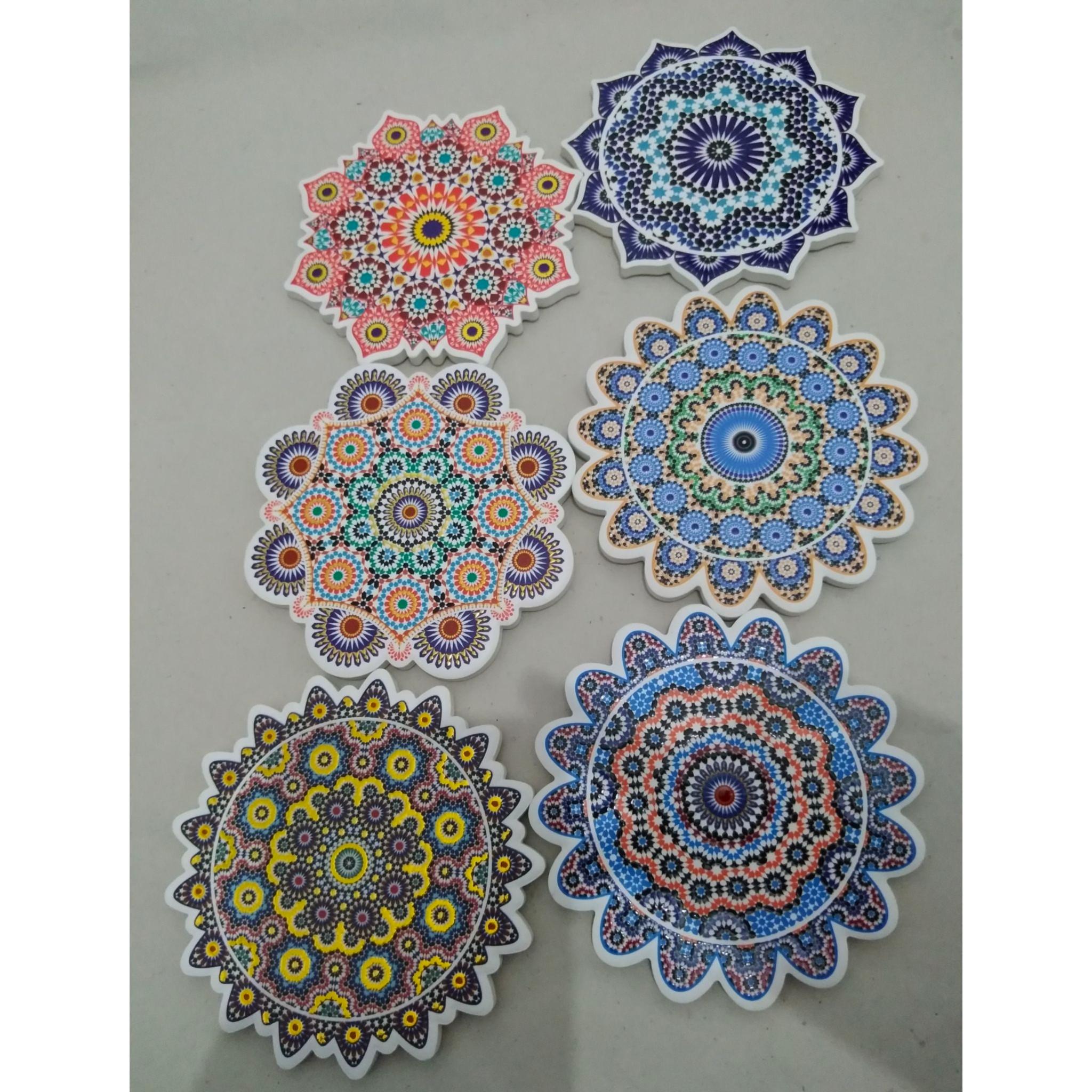 Set of 6 Moroccan Mix Tile Coasters, Handcrafted Zellige Drink Coasters ...