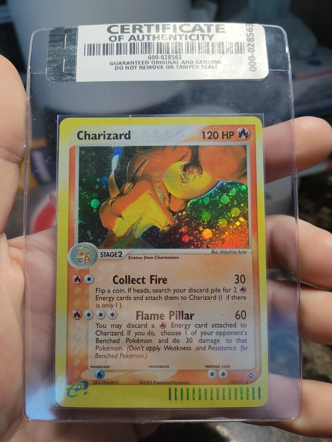 2003 Pokemon Ex Charizard Holographic Replica Proxy With Certificate of ...