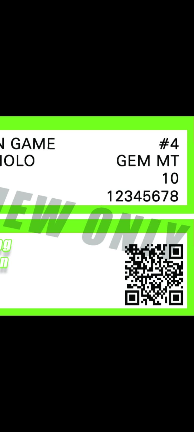 Custom Made "premium Grading Authentication" Green Themed Grading Label ...