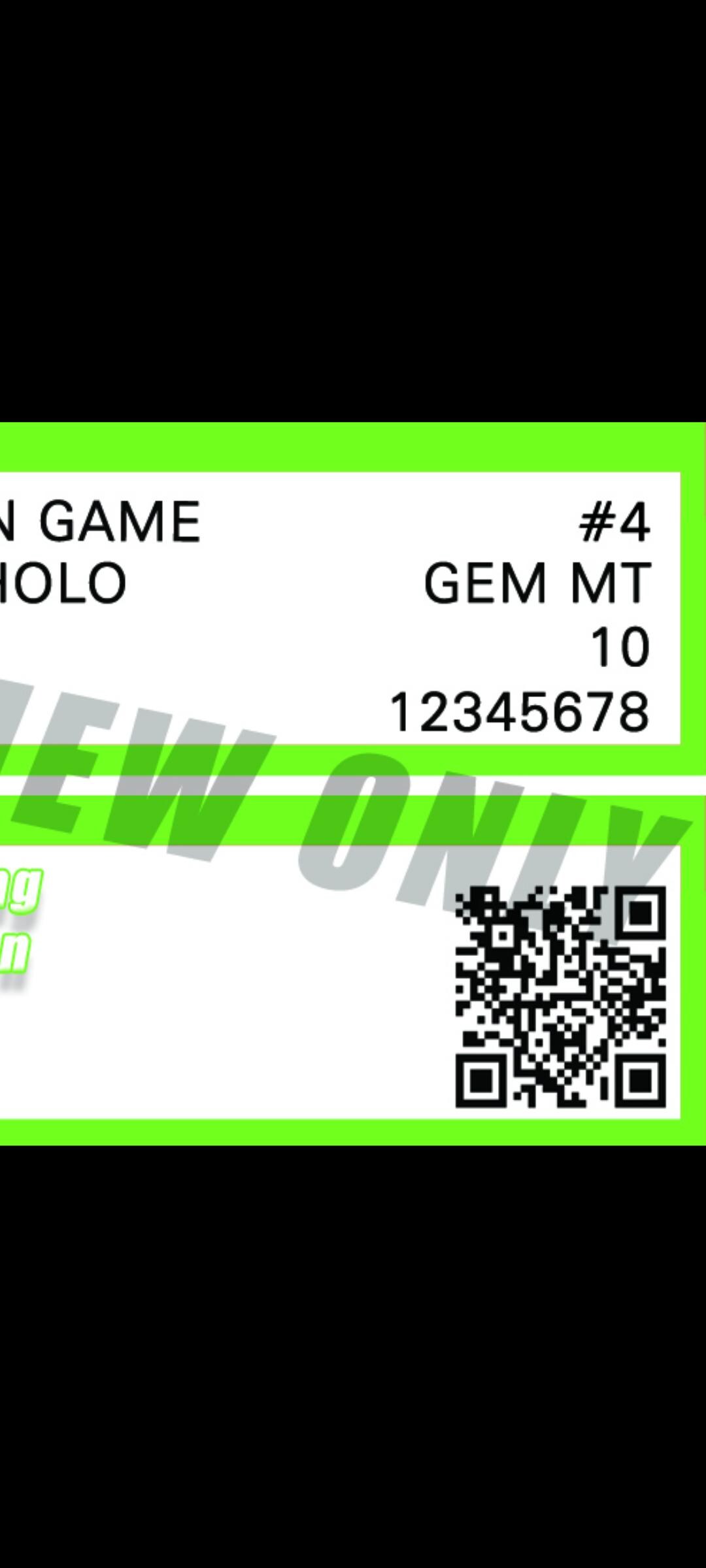 Custom Made "premium Grading Authentication" Green Themed Grading Label ...