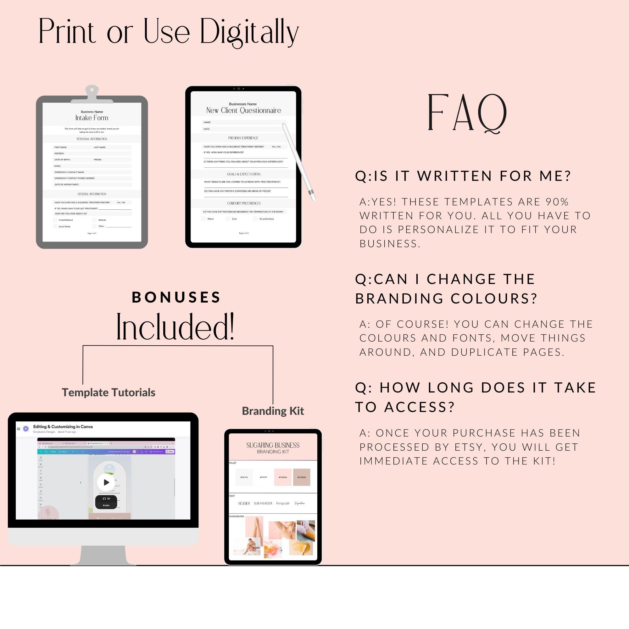 Editable Sugaring Mega Business Bundle Intake Forms, Consent Forms ...