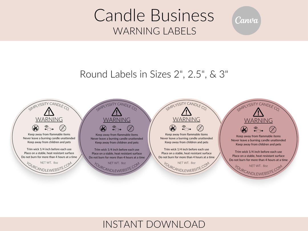 Editable Candle Warning Labels | DIY Candle Business Warning Labels ...