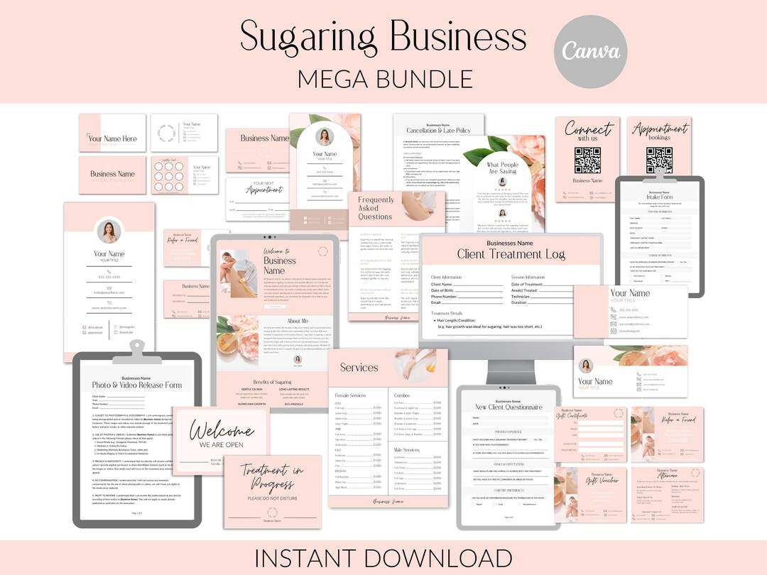 Editable Sugaring Mega Business Bundle | Intake Forms, Consent Forms ...