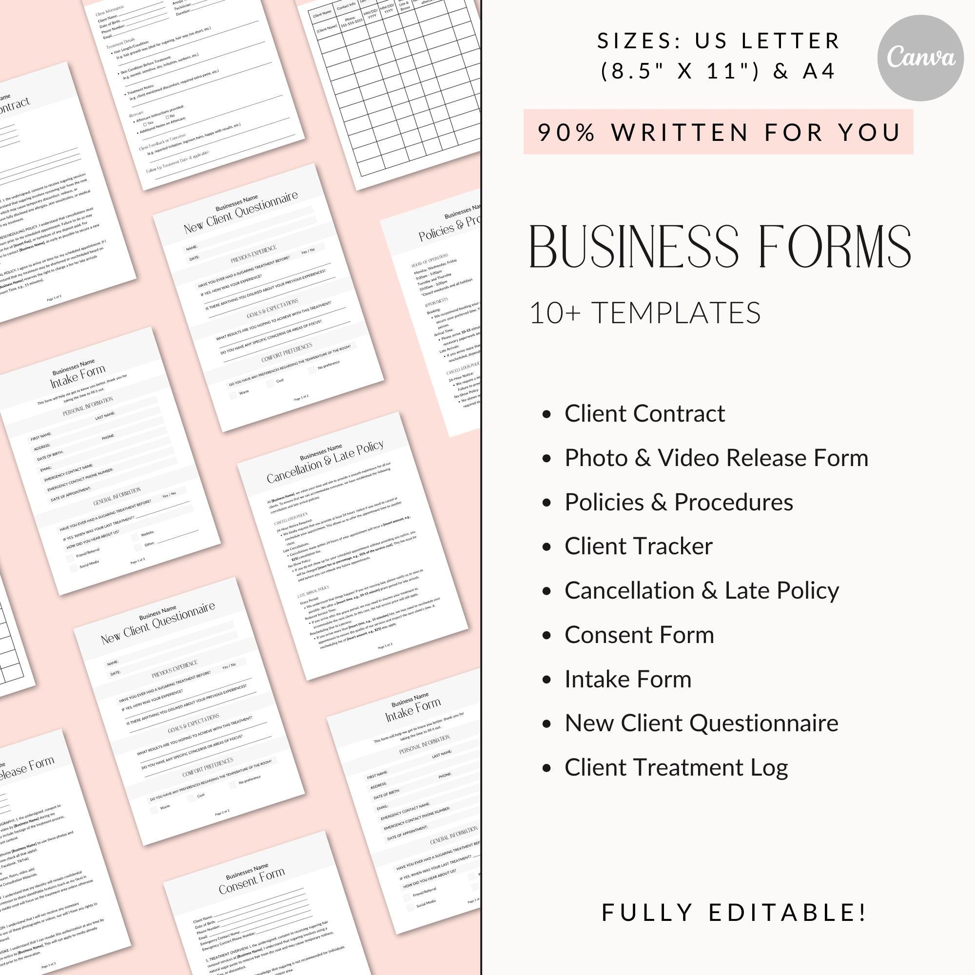 Editable Sugaring Mega Business Bundle | Intake Forms, Consent Forms ...