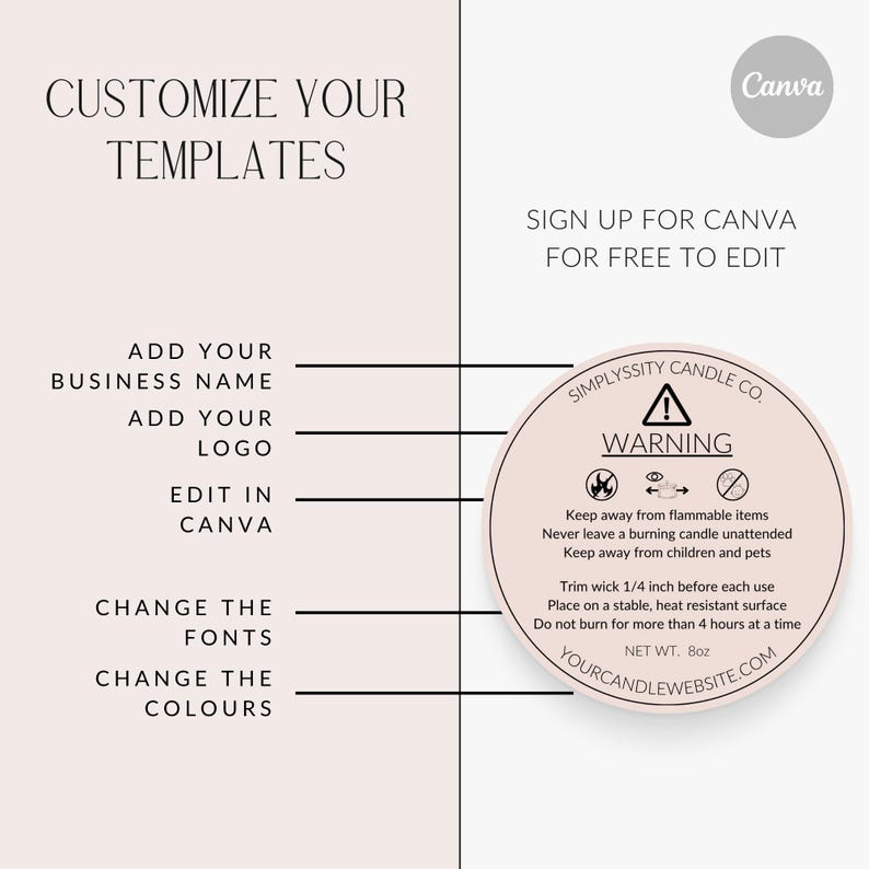 Editable Candle Warning Labels DIY Candle Business Warning Labels ...