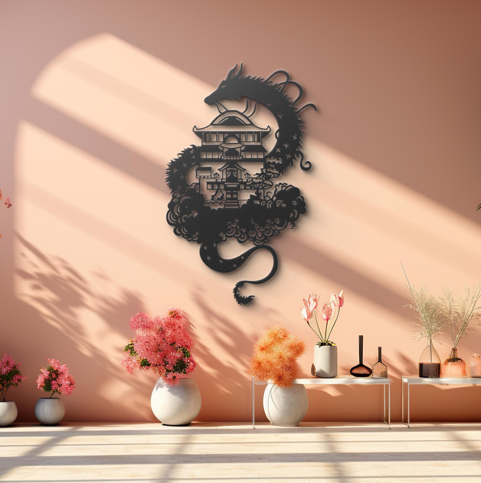 Japanese Dragon Metal Wall Art - Enchanting Fantasy Decor for Game ...