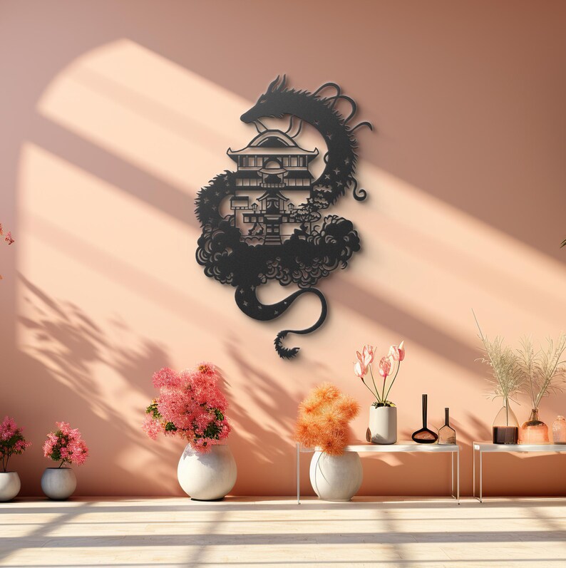 Japanese Dragon Metal Wall Art - Enchanting Fantasy Decor for Game ...