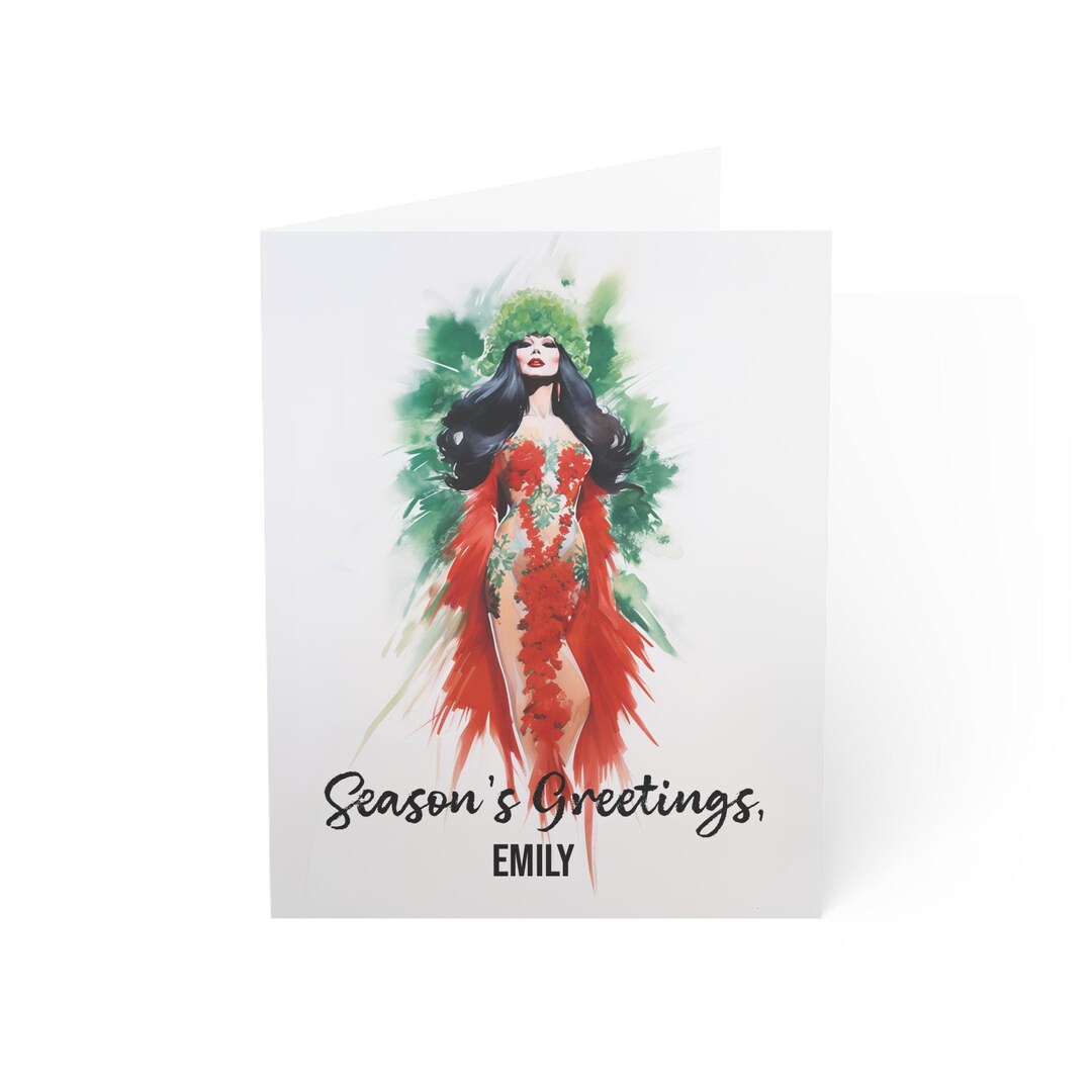 Personalized Christmas Diva Cards Set 1970s-inspired Chic Holiday ...
