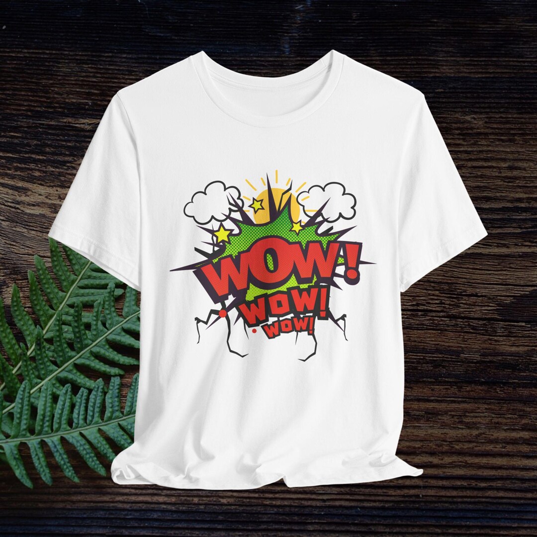 Fun Retro Graphic Tee WOW T-shirt for Kids & Adults, Perfect for ...