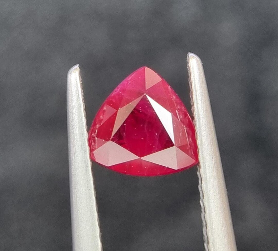 Ruby, 1.20 Ct Natural Ruby Trillion Cut, Heated Ruby, Loose Gemstone ...
