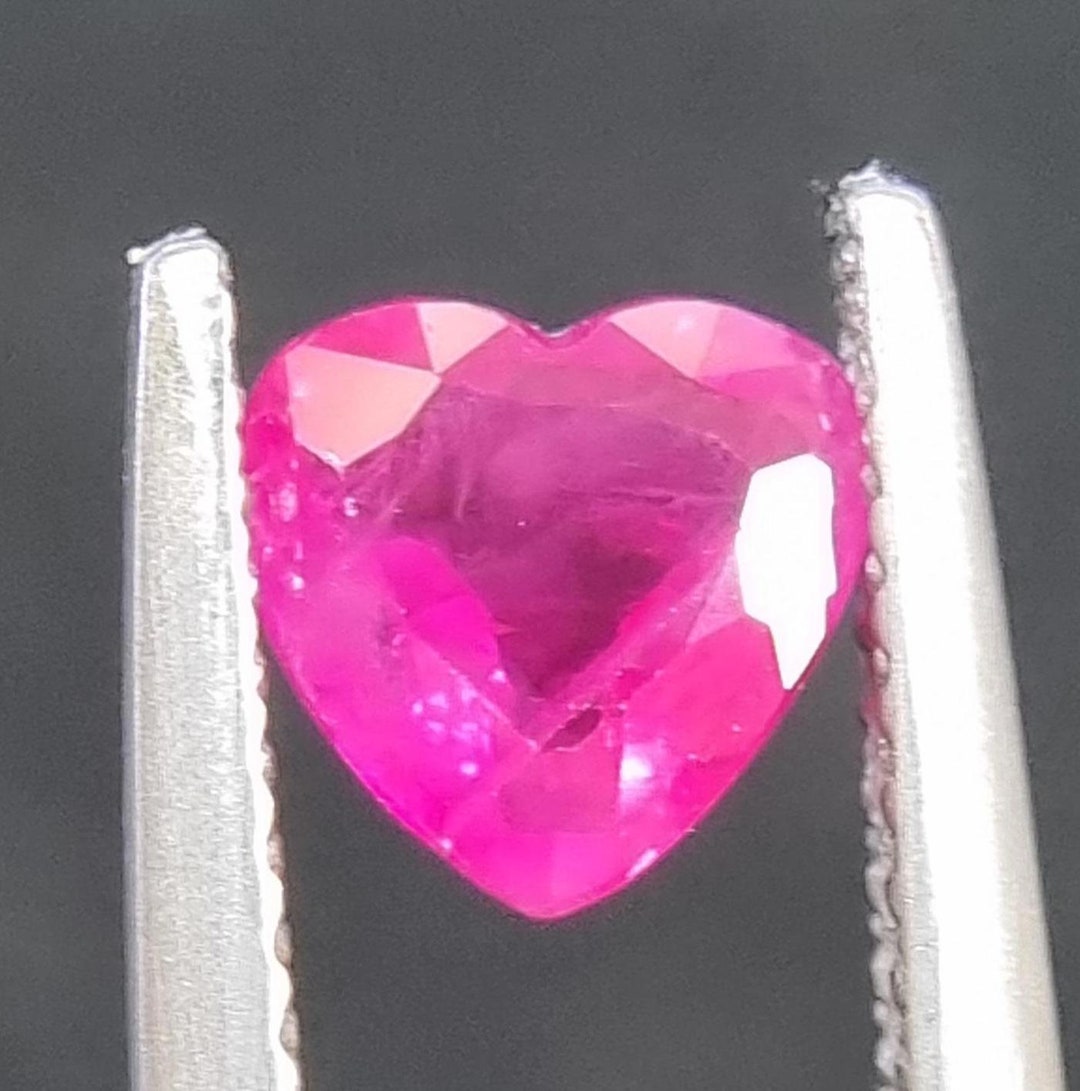 Ruby, 0.85 Carat Natural Ruby Heart Cut, Heated Ruby, Loose Gemstone ...