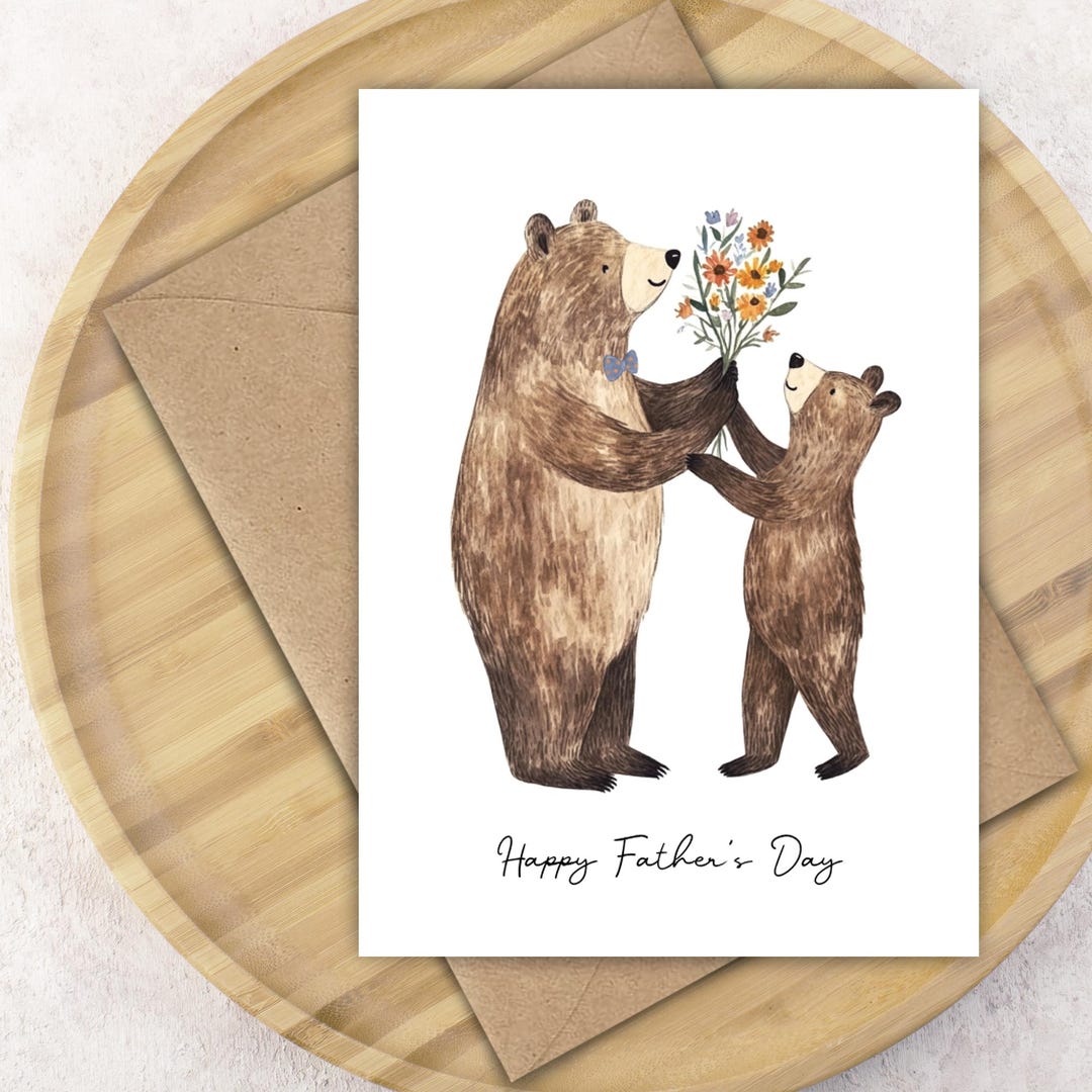 Father's Day Card Animal Forest Animal Themed Gift Idea Card for Him ...