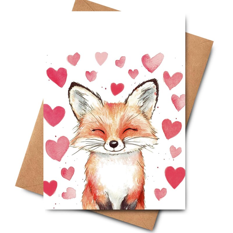 Fox Valentine Card - Etsy