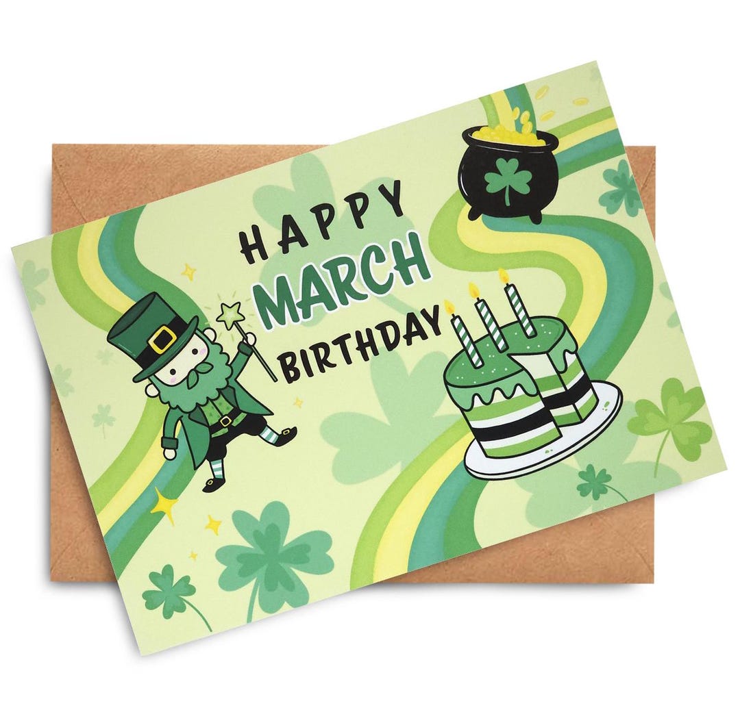 St. Patrick’s Day Birthday Card – March Birthday Greeting – Lucky ...