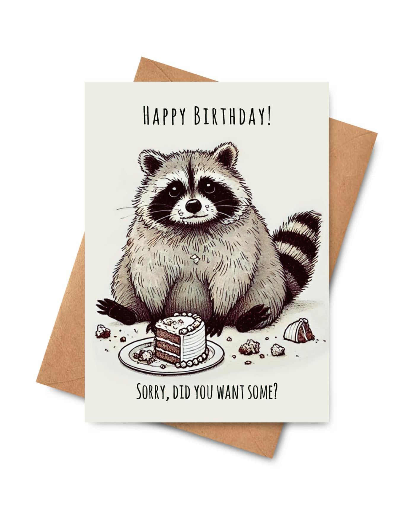 Raccoon Birthday Card Gift Ideas for Animal Lovers Fat Furry Animal ...