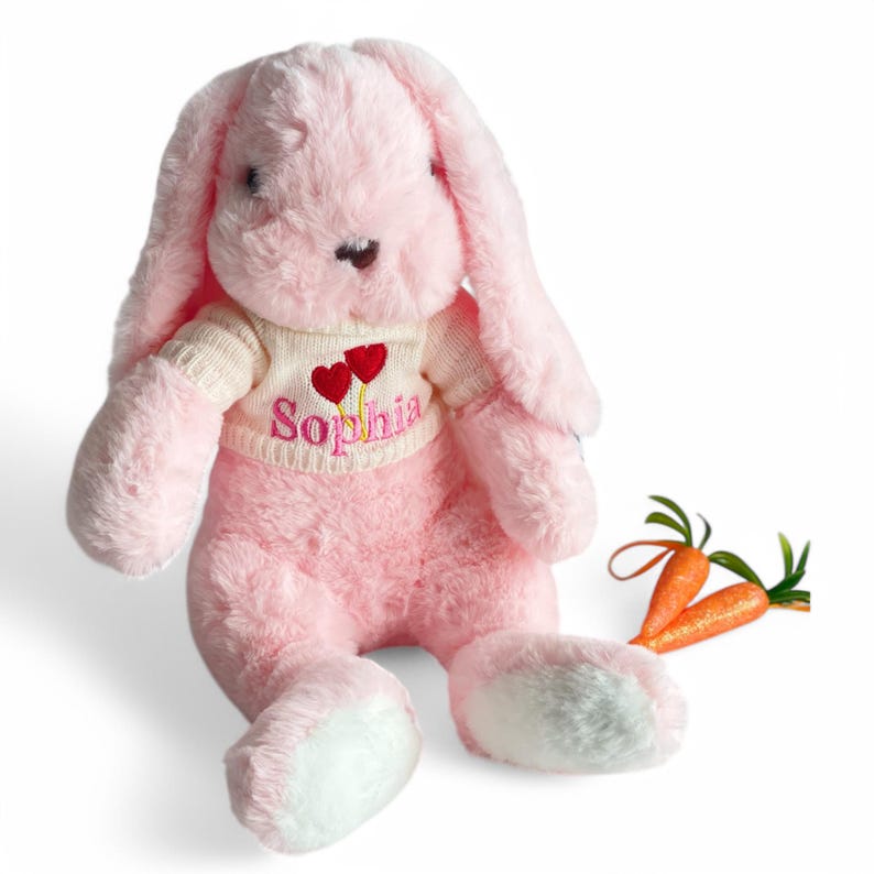 Easter Bunny| Embroidered Bunny Plush| Long Ears Bunny Soft Bunny Brown ...