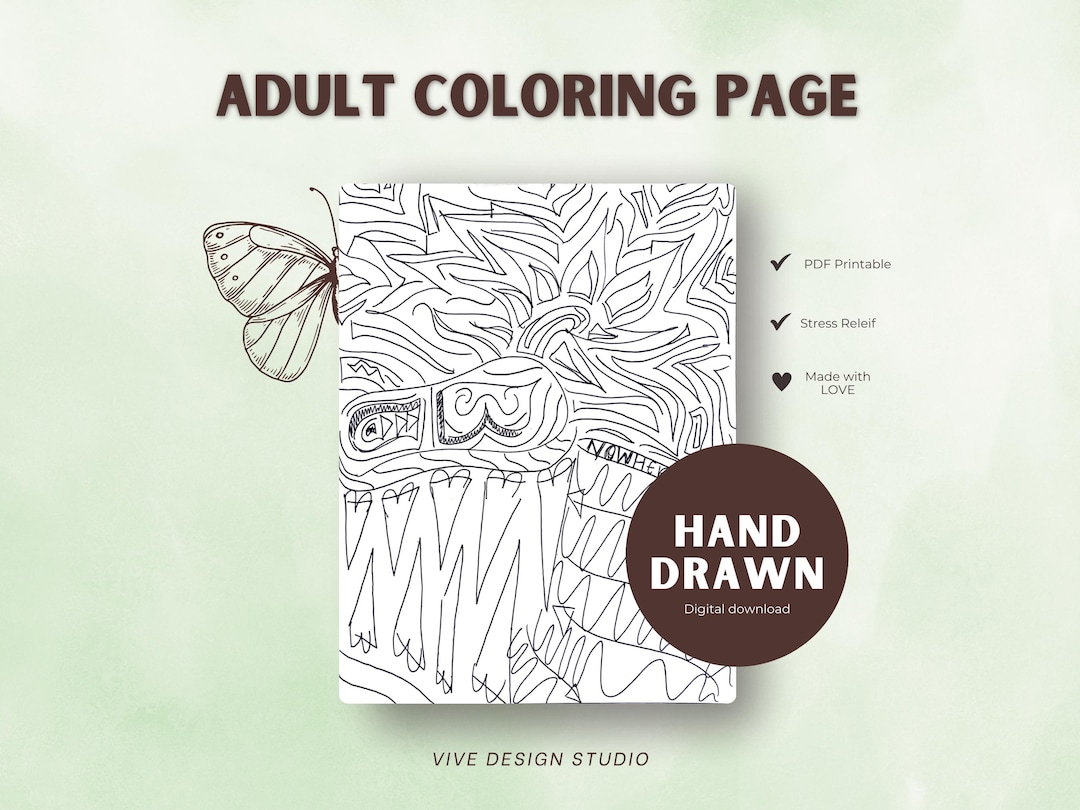 Hand Drawn Adult Coloring Pages Digital Download Art Stress Relief ...