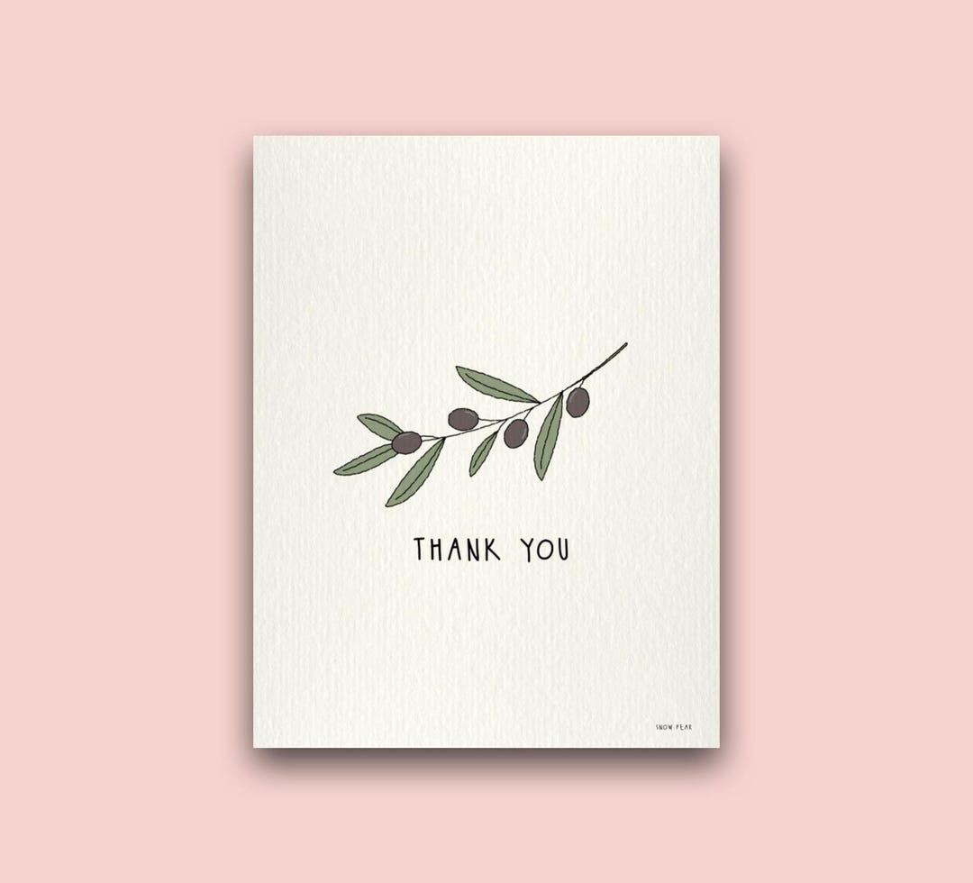 Olive Branch Thank You Card - Etsy