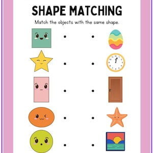 Shapes Learning Worksheet for Pre-k - Etsy