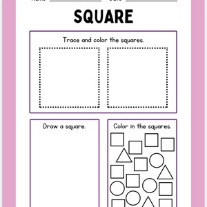 Shapes Learning Worksheet for Pre-k - Etsy