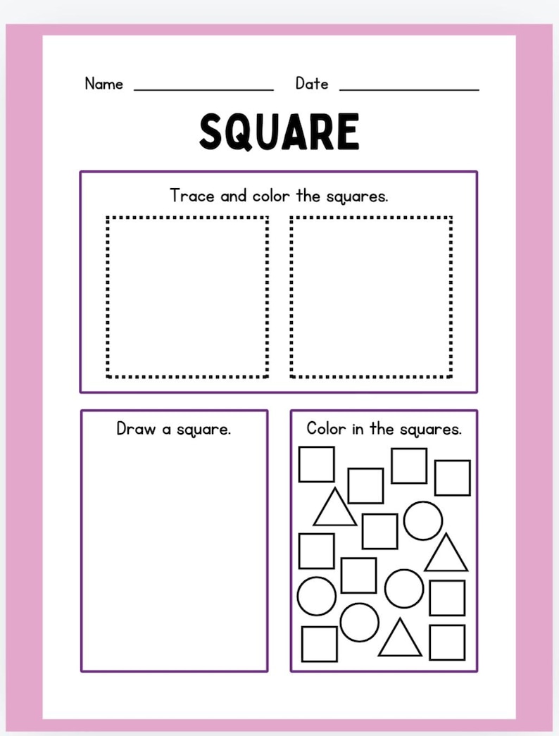 Shapes Learning Worksheet for Pre-k - Etsy