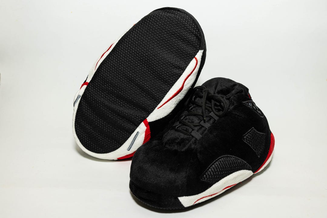 Black/red VI Plush Sneaker Slippers (one Size Fits Most - Men's Size 5 ...