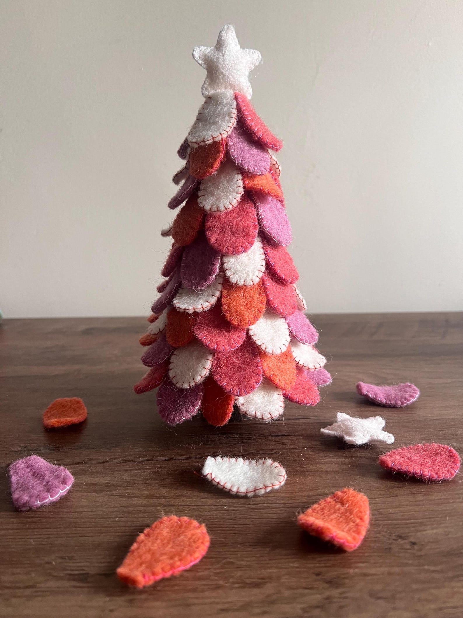 Rustic Look Hand-stitched Wool Felt Christmas Tree Decor - Pink-purple ...