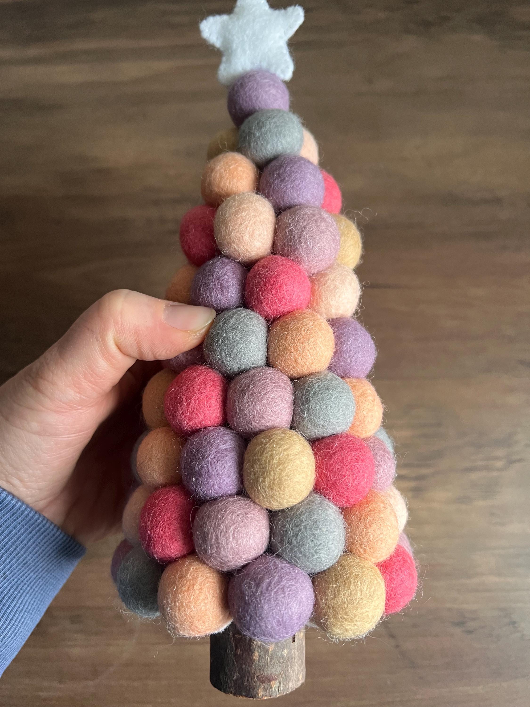 Handmade Felt Ball Christmas Tree Decor - 2cm Wool Felt Balls in Pastel ...