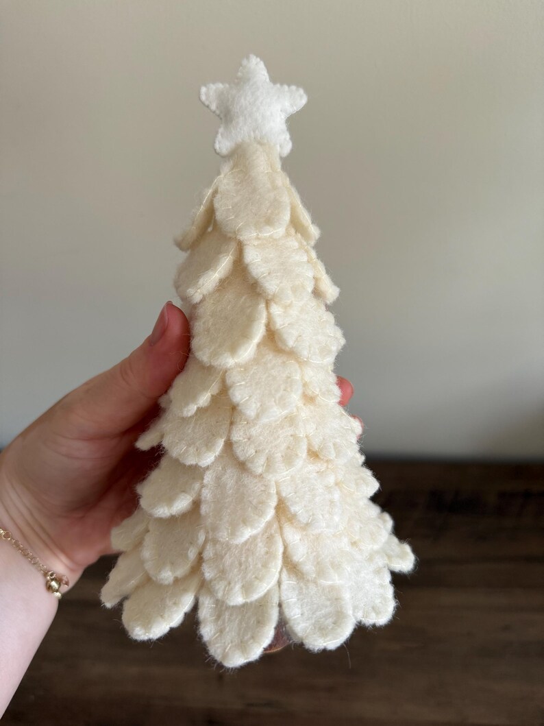 Hand-stitched Wool Felt Christmas Tree Decor - Beige- Approx 10” - Etsy