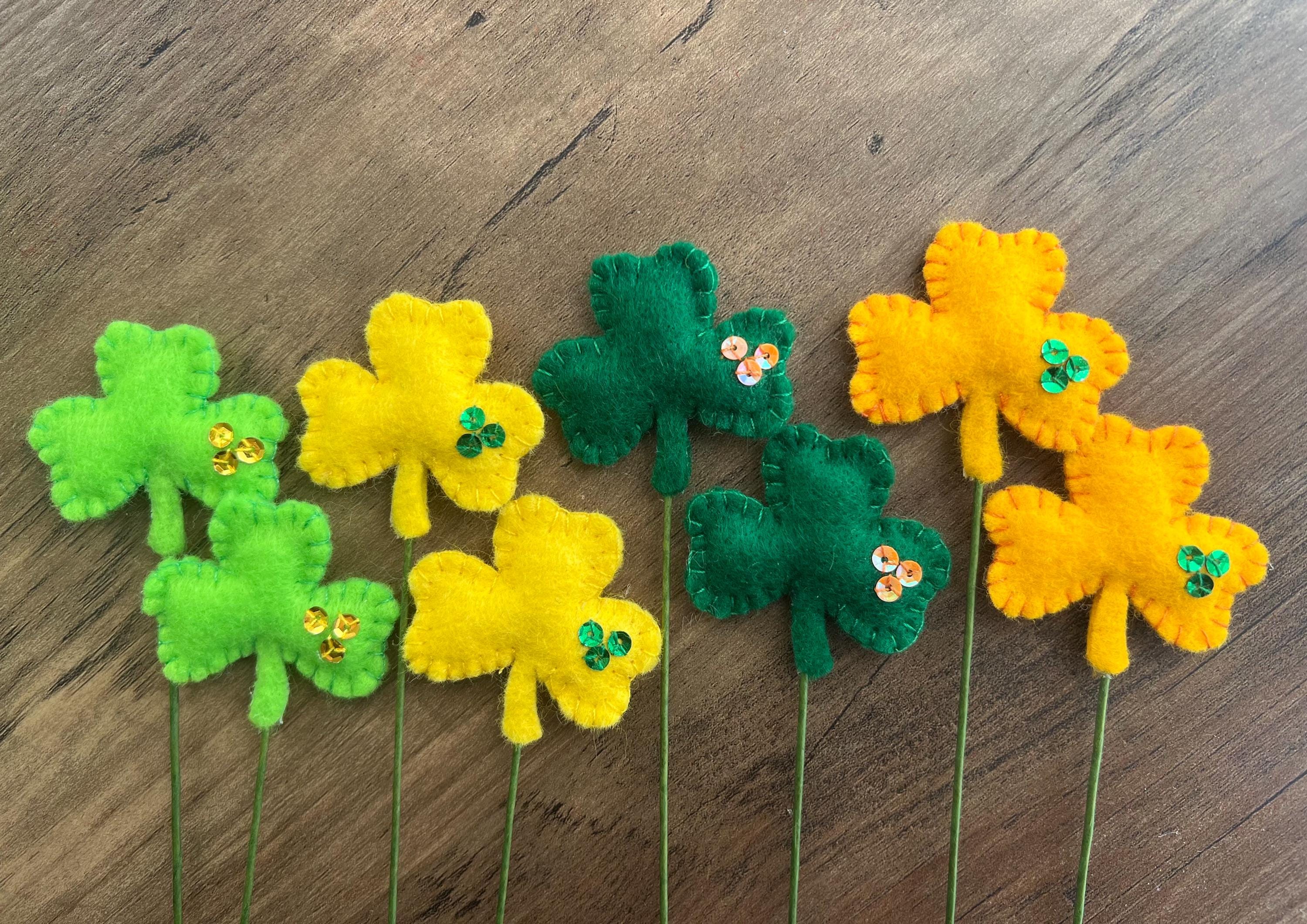 St. Patricks Day Felt Shamrock Picks Handmade Clover Decorations - Etsy