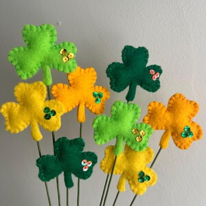 St. Patricks Day Felt Shamrock Picks Handmade Clover Decorations - Etsy