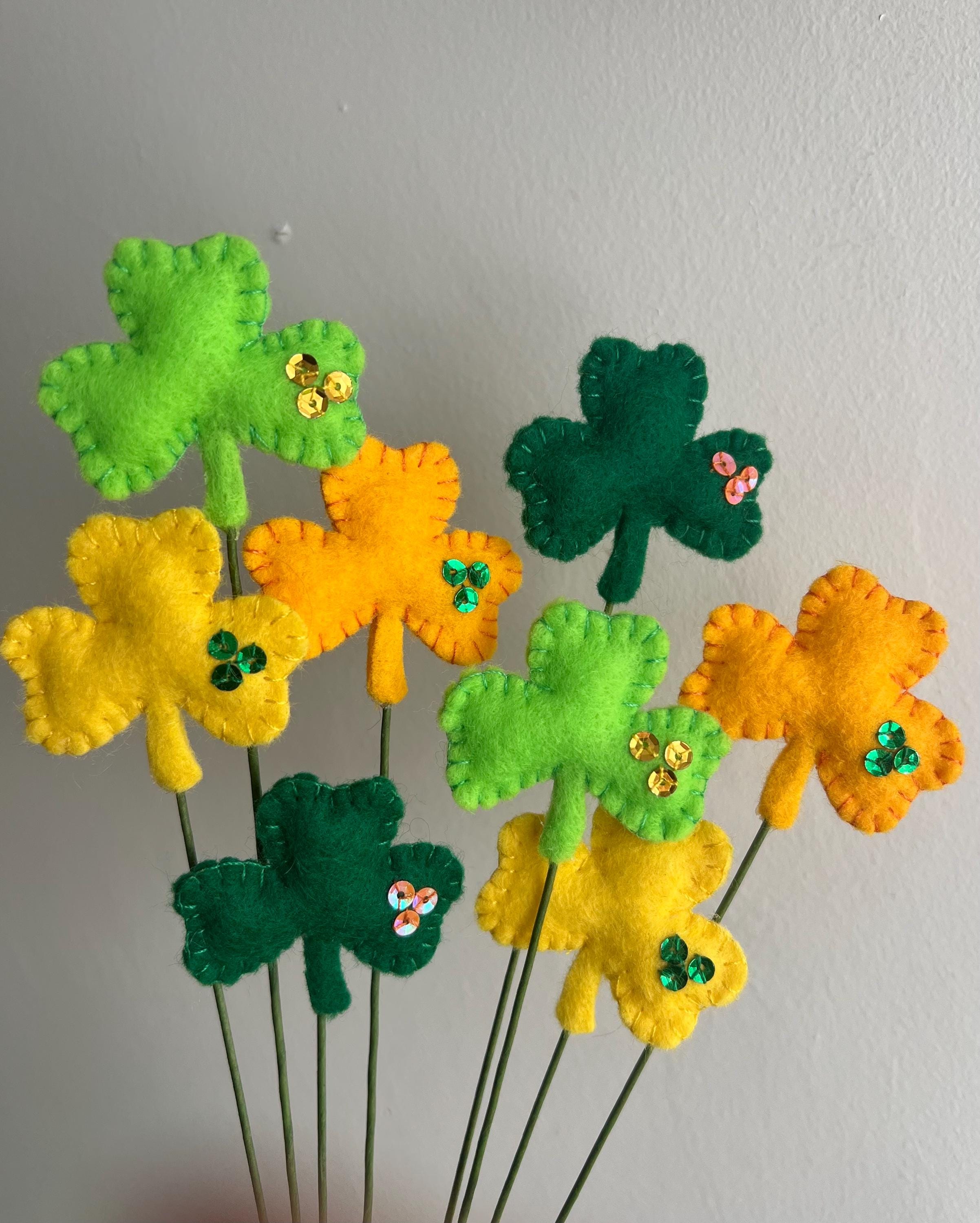 St. Patricks Day Felt Shamrock Picks Handmade Clover Decorations - Etsy
