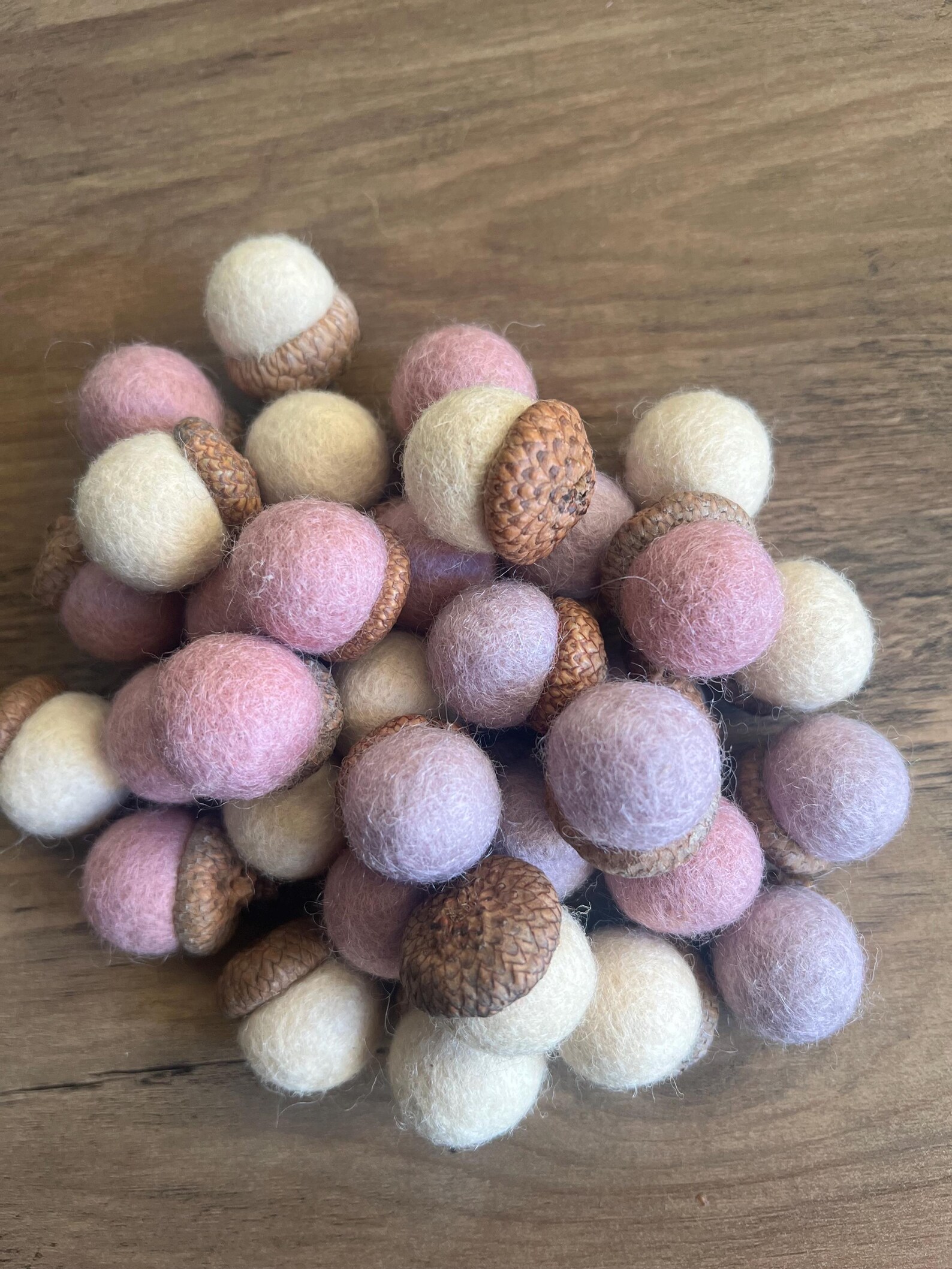 Set of 6 Felted Wool Acorn, Handmade Felt Ball Acorn With Real Cup, 2cm ...