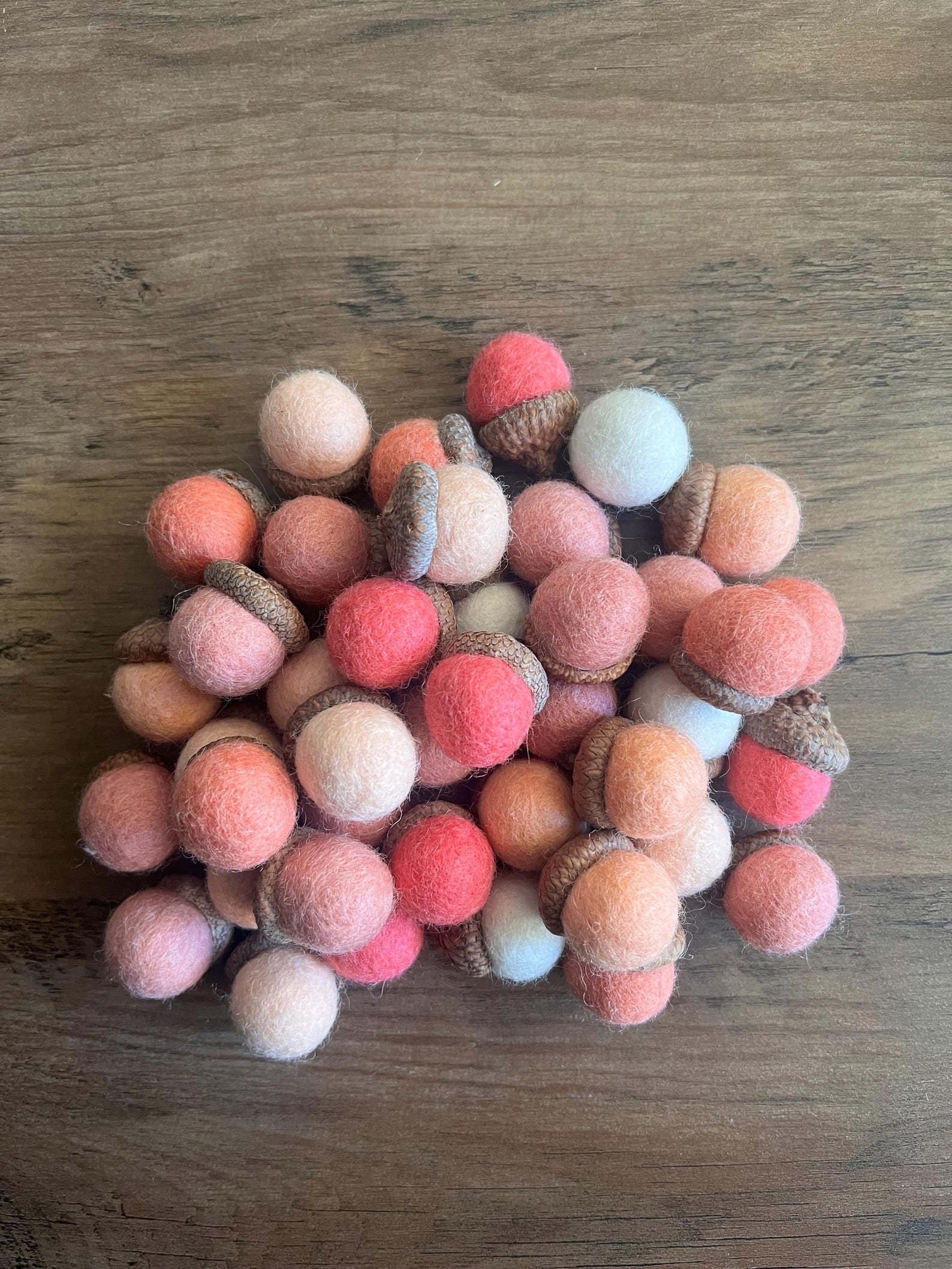 Set of 6 Felted Wool Acorn, Handmade Felt Ball Acorn With Real Cup, 2cm ...