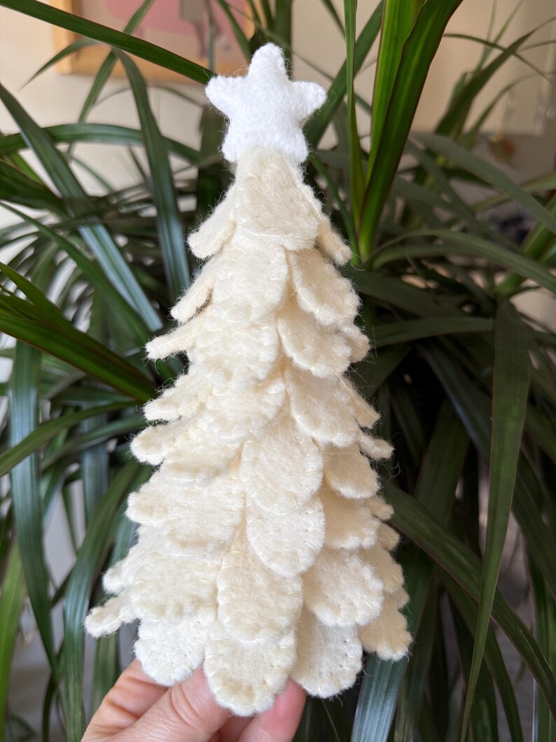 Hand-stitched Wool Felt Christmas Tree Decor - Beige- Approx 10” - Etsy