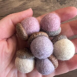 Set of 6 Felted Wool Acorn, Handmade Felt Ball Acorn With Real Cup, 2cm ...