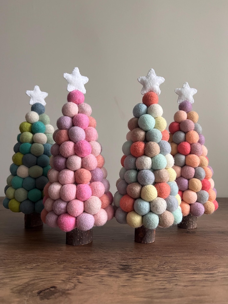 Handmade Felt Ball Christmas Tree Decor - 2cm Wool Felt Balls in Pastel ...