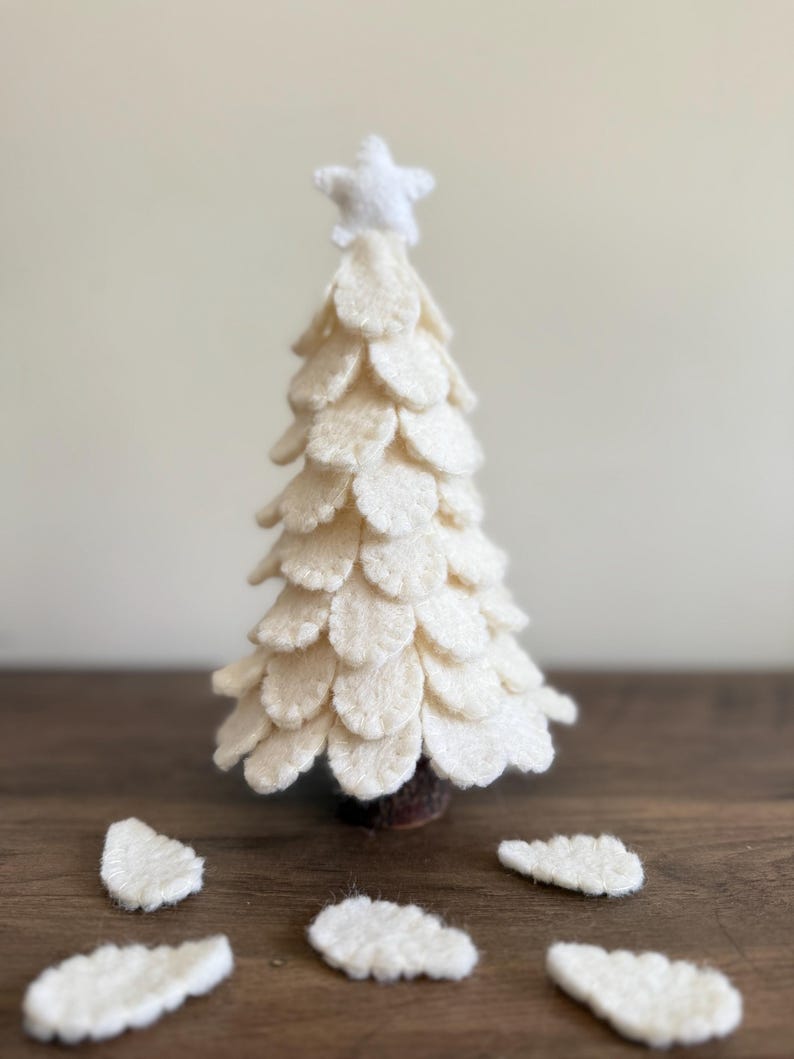 Hand-stitched Wool Felt Christmas Tree Decor - Beige- Approx 10” - Etsy