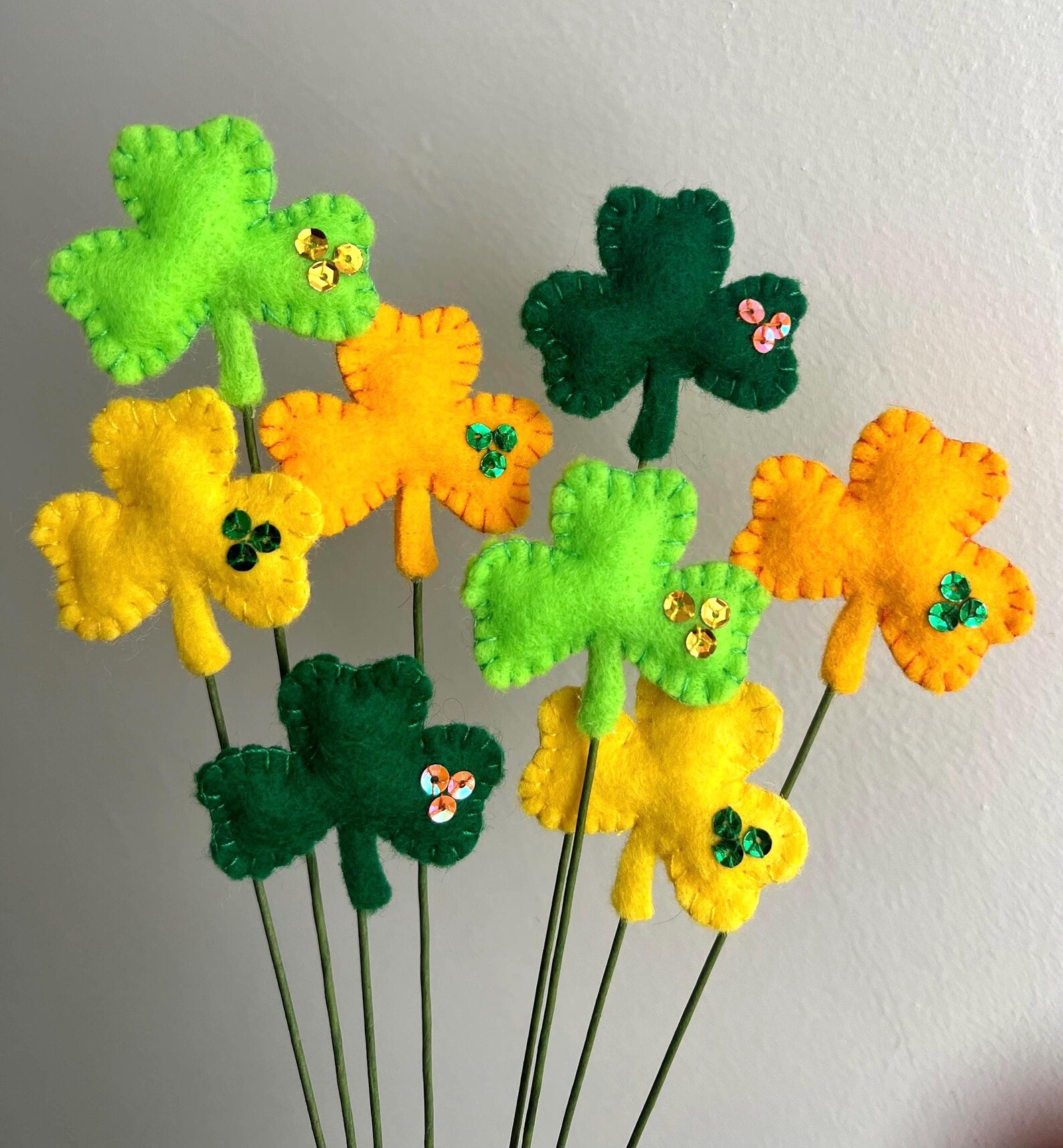 St. Patricks Day Felt Shamrock Picks Handmade Clover Decorations - Etsy