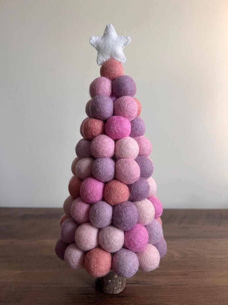 Handmade Felt Ball Christmas Tree Decor - 2cm Wool Felt Balls in Pastel ...