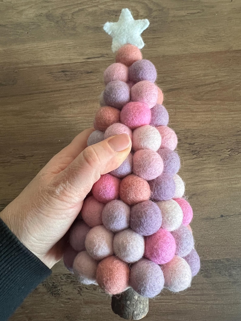 Handmade Felt Ball Christmas Tree Decor - 2cm Wool Felt Balls in Pastel ...