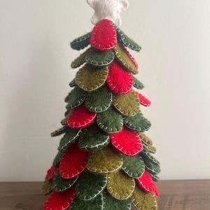 Rustic Look Stitched Wool Felt Christmas Tree Decor - Red-green- Approx ...