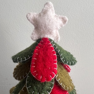 Rustic Look Stitched Wool Felt Christmas Tree Decor - Red-green- Approx ...