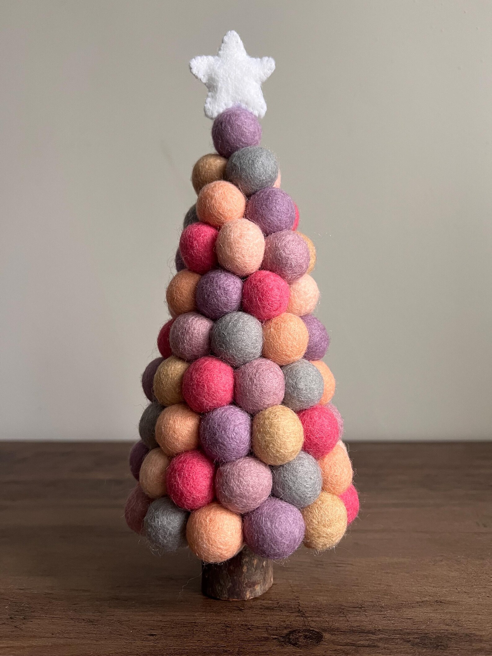 Handmade Felt Ball Christmas Tree Decor - 2cm Wool Felt Balls in Pastel ...