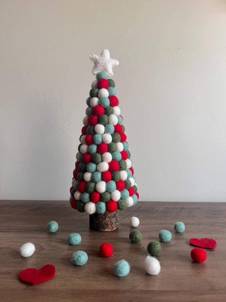 Handmade Felt Ball Christmas Tree Decor - 1cm Wool Felt Balls in ...