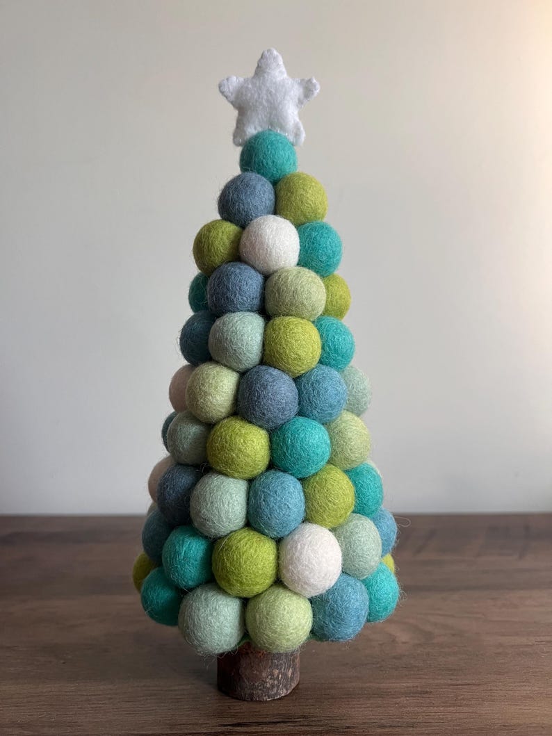 Handmade Felt Ball Christmas Tree Decor - 2cm Wool Felt Balls in Pastel ...