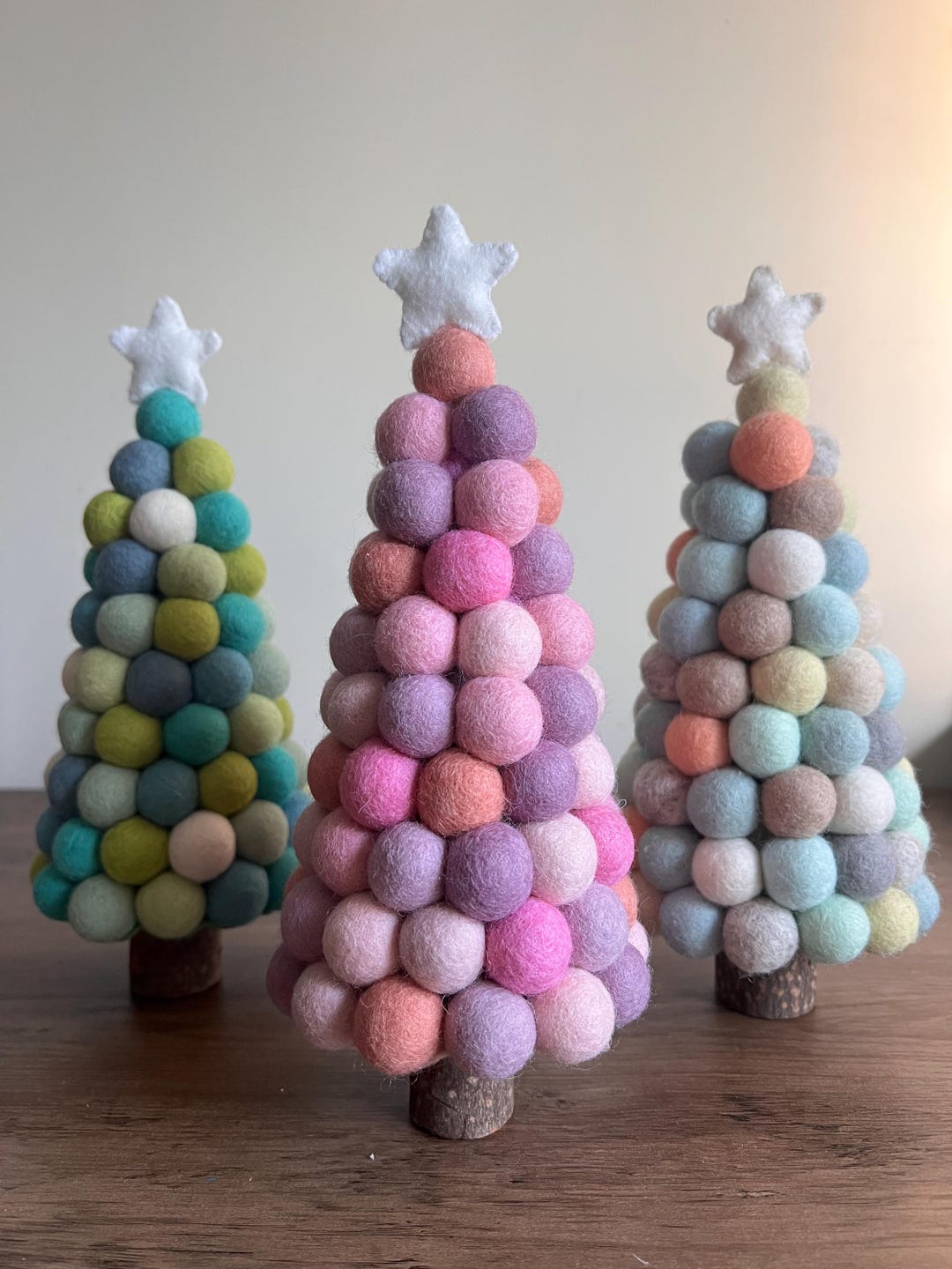 Handmade Felt Ball Christmas Tree Decor - 2cm Wool Felt Balls in Pastel ...