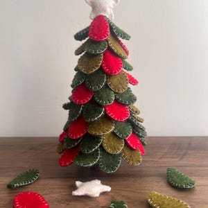 Rustic Look Stitched Wool Felt Christmas Tree Decor - Red-green- Approx ...