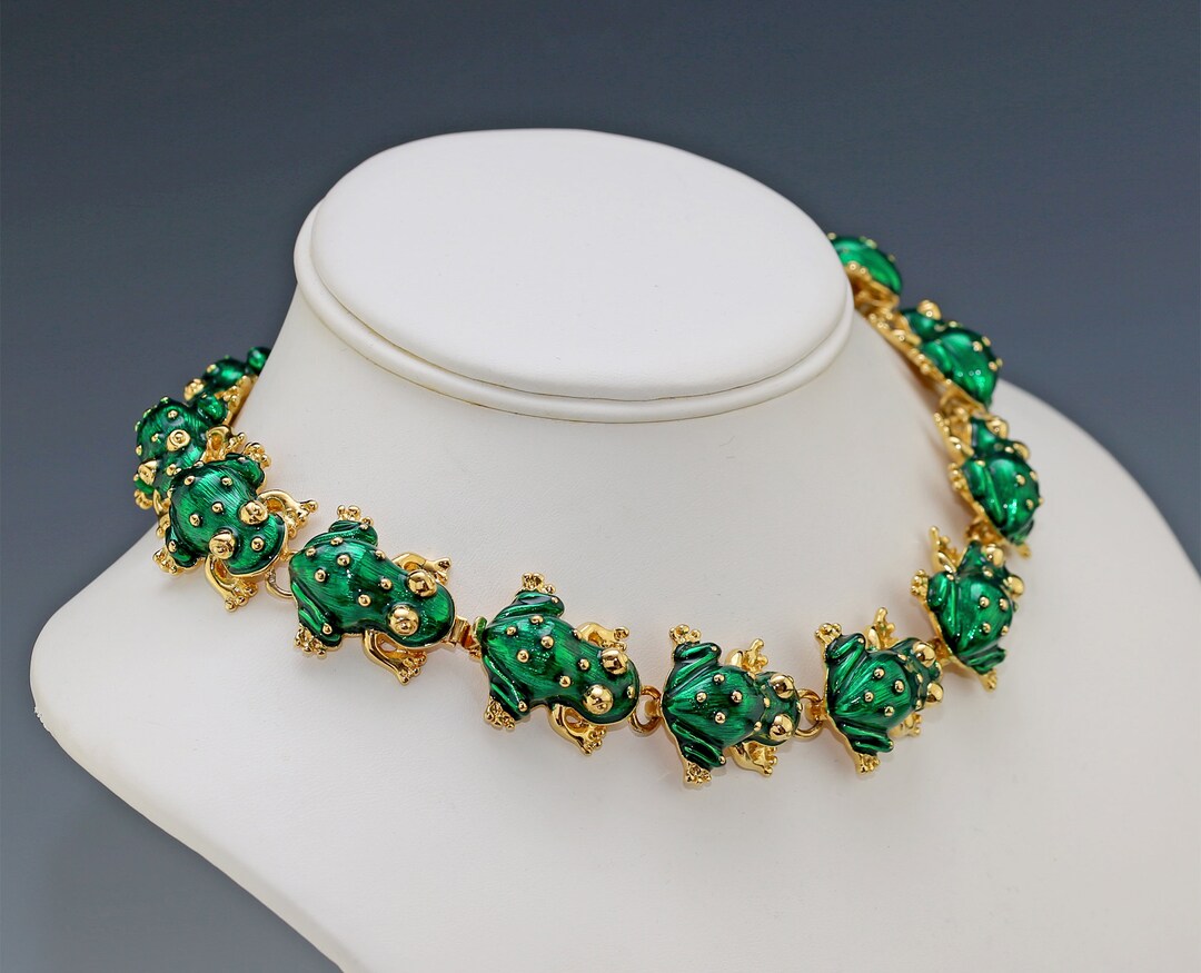 Kenneth Lane Enamel Frog Necklace Can Unclasp to Create 2 Bracelets - Etsy