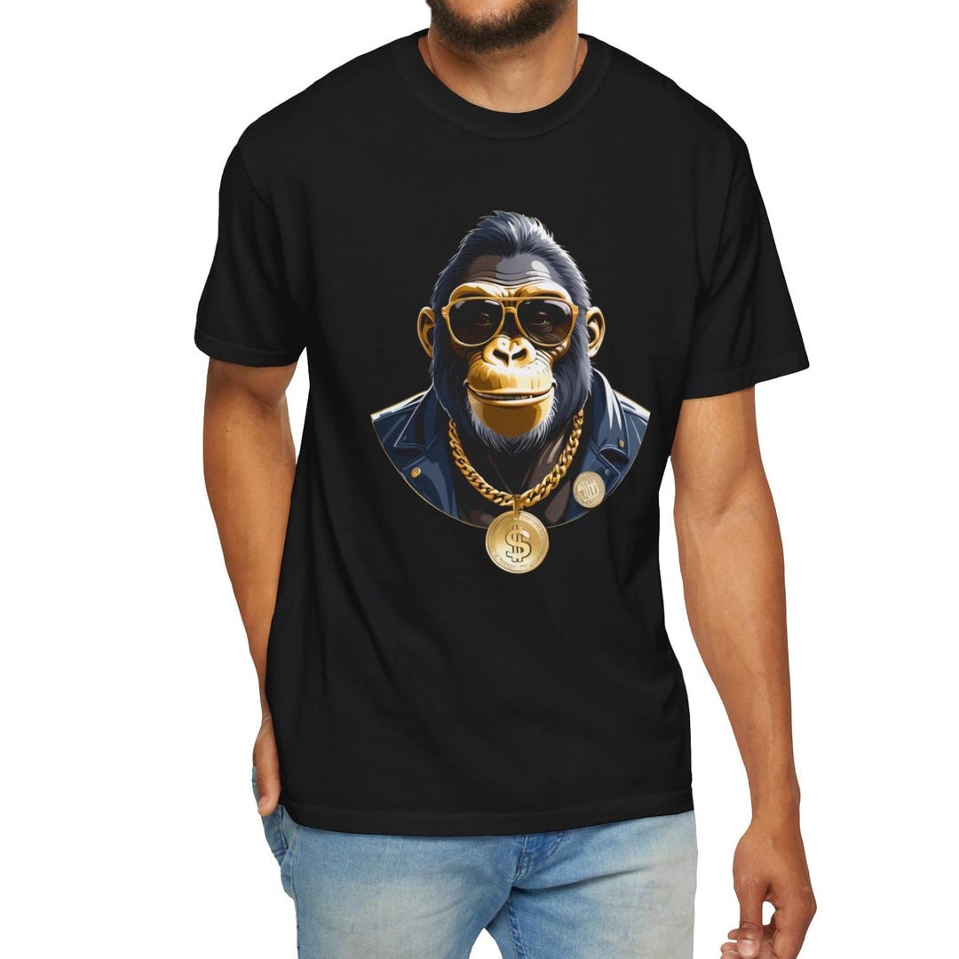 Ape T-shirt, Fun Illustration, Attitude, Gift, Rich, Gold, Unisex Shirt ...
